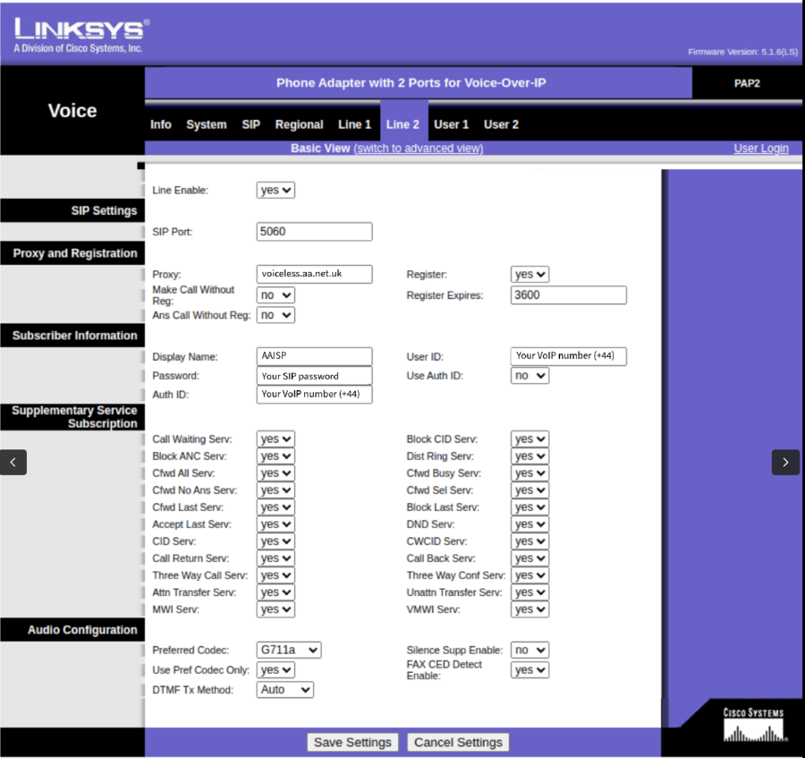 VoIP Phones - Linksys PAP2 - AAISP Support Site