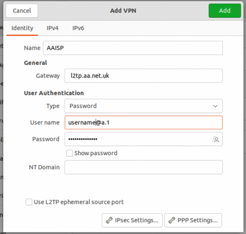 L2TP Client: Linux - AAISP Support Site